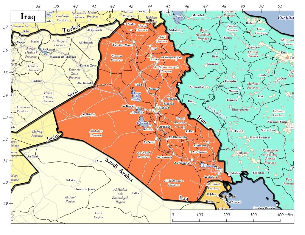 Iraq Province Map High Definition
